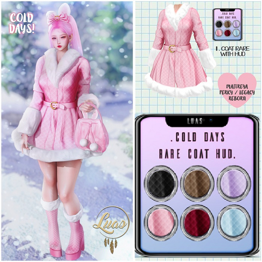 Second Life Marketplace - 1. Luas Cold Days Coat Reborn RARE + HUD EBODY REBORN